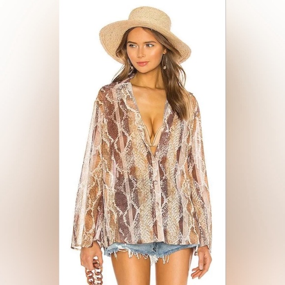 House of Harlow 1960 | Tops | House Of Harlow 96 X Revolve Marley Shirt In Striped Python | Poshmark